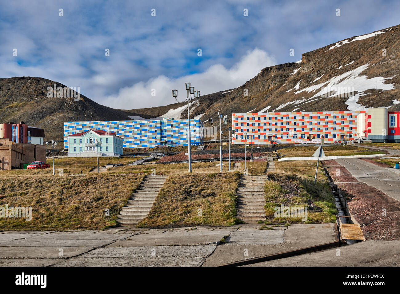 Russischen Bergbaustadt Barentsburg oder Spitzbergen, Svalbard, Europa ...
