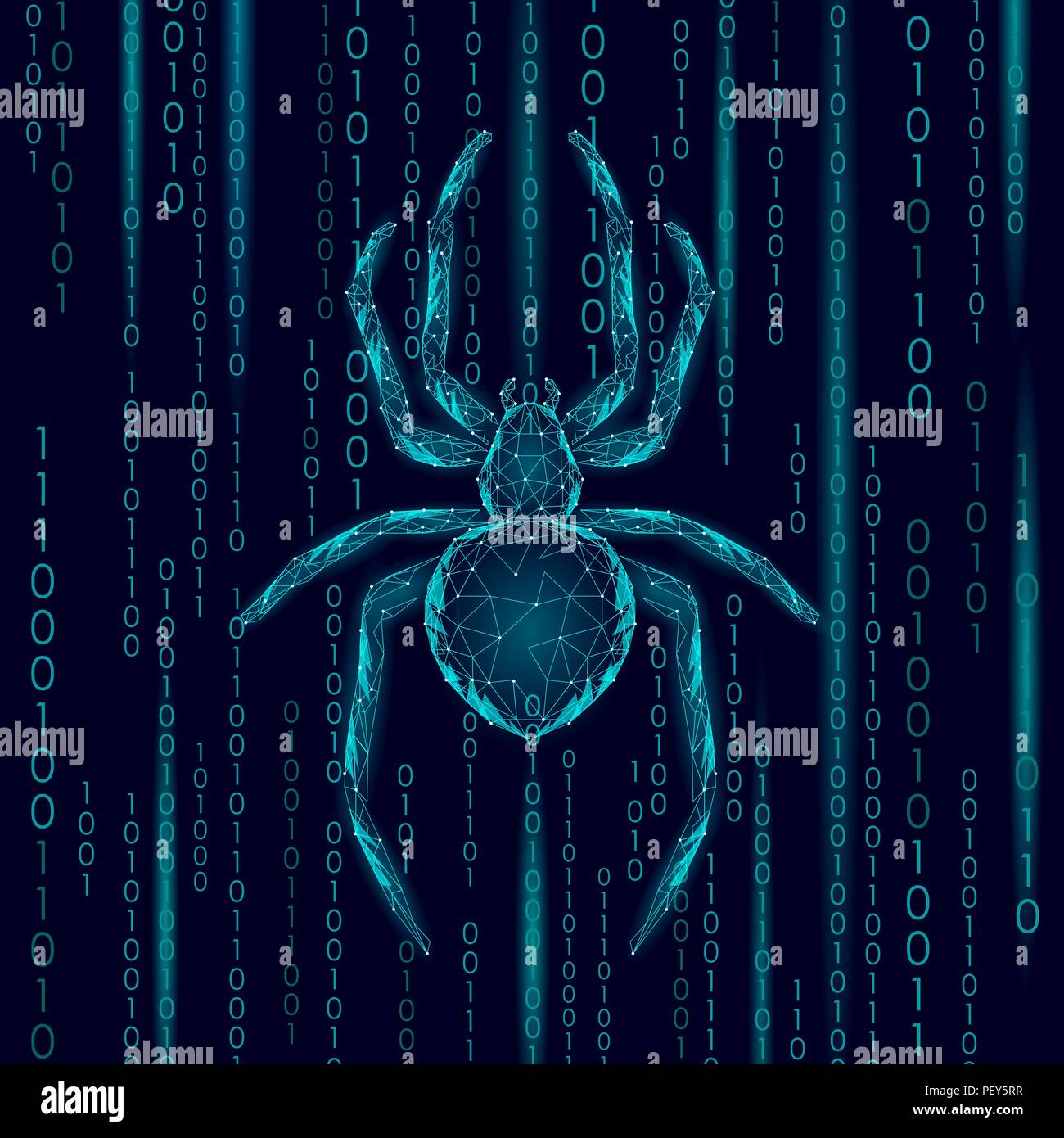 Low Poly spider Hackerangriff Gefahr. Web Security virus Daten ...
