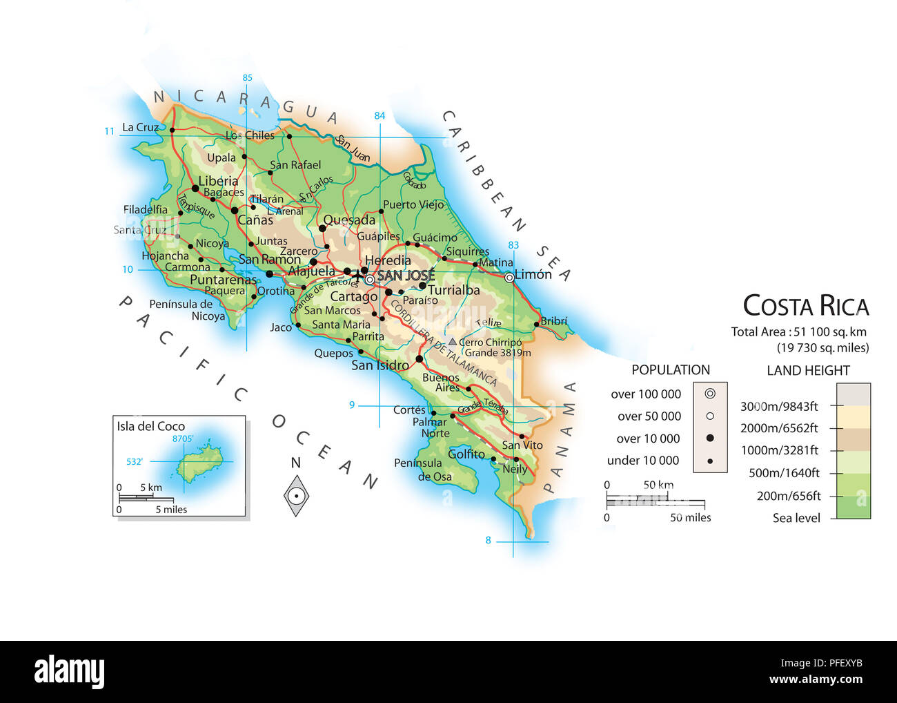 Map of costa rica -Fotos und -Bildmaterial in hoher Auflösung – Alamy