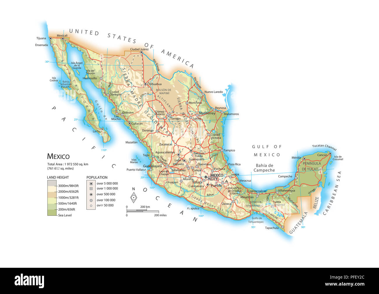 Map Of Mexico Stockfotos und -bilder Kaufen - Alamy