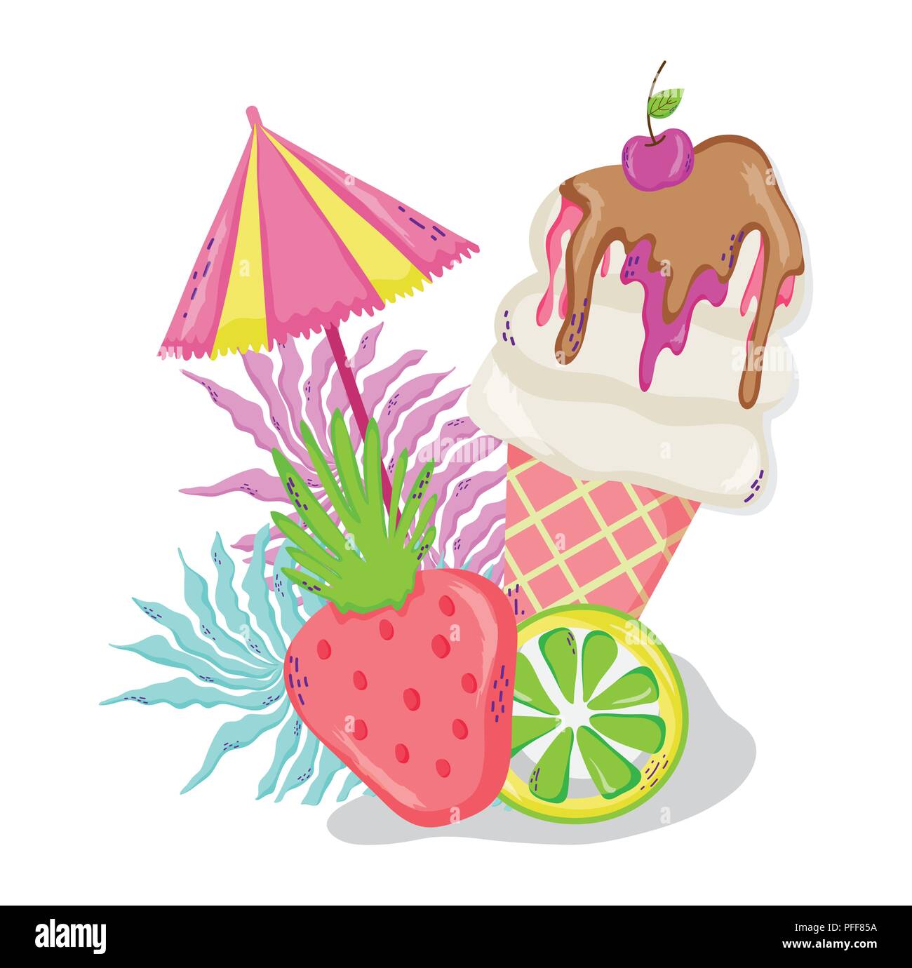 Köstliche Sommer Eis cartoons Stock-Vektorgrafik - Alamy