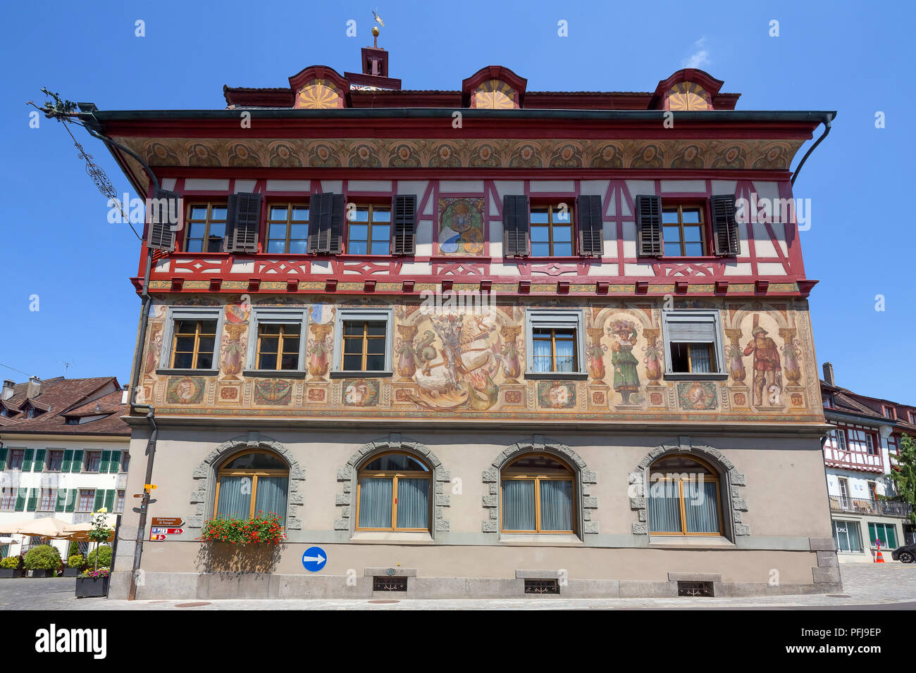 Rathaus in malerischen Marktplatz in Stein am Rhein, Schweiz ...