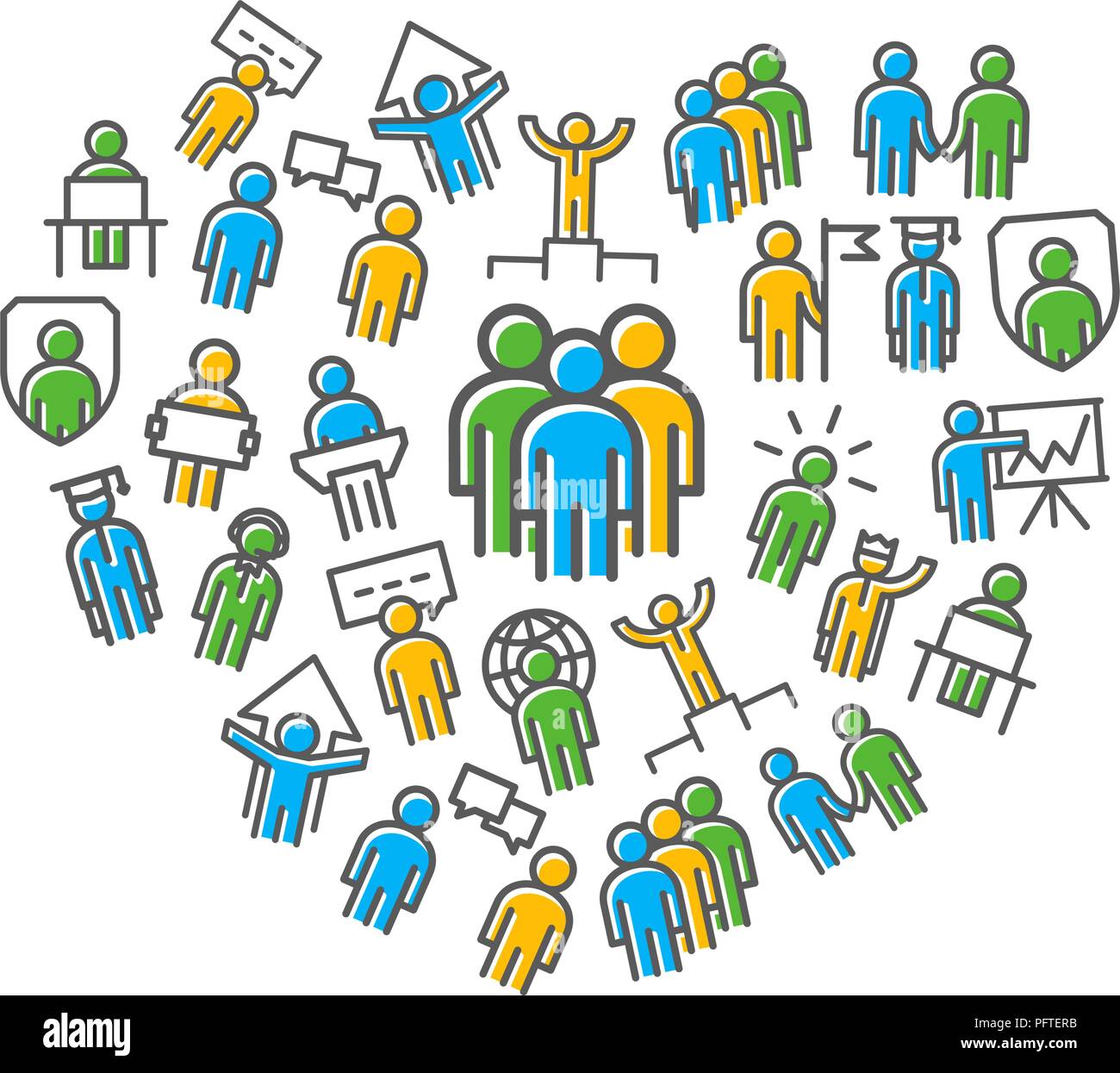 Vektor Human Resources und Business Organisation Management dünne Linie ...