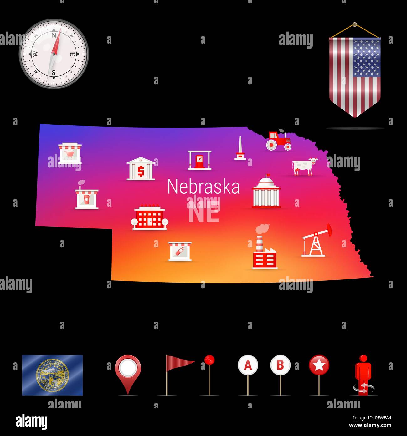 Nebraska flagge hintergrund Stock-Vektorgrafiken kaufen - Alamy