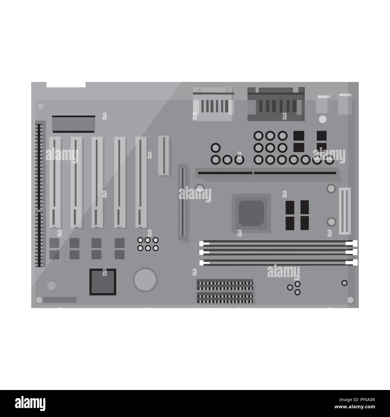 Motherboard Symbol in Schwarzweiß-Stil auf weißem Hintergrund. Personal ...