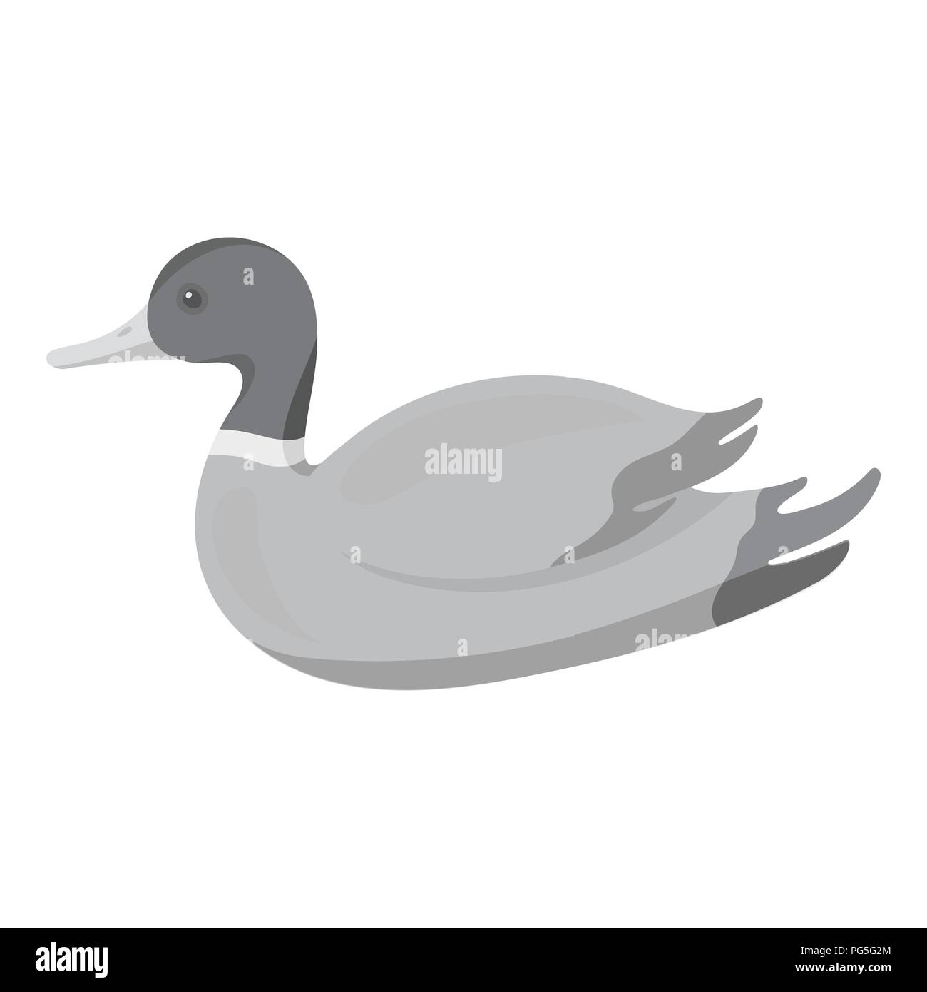 Ente Symbol in Schwarzweiß-Stil auf weißem Hintergrund. Jagd symbol ...