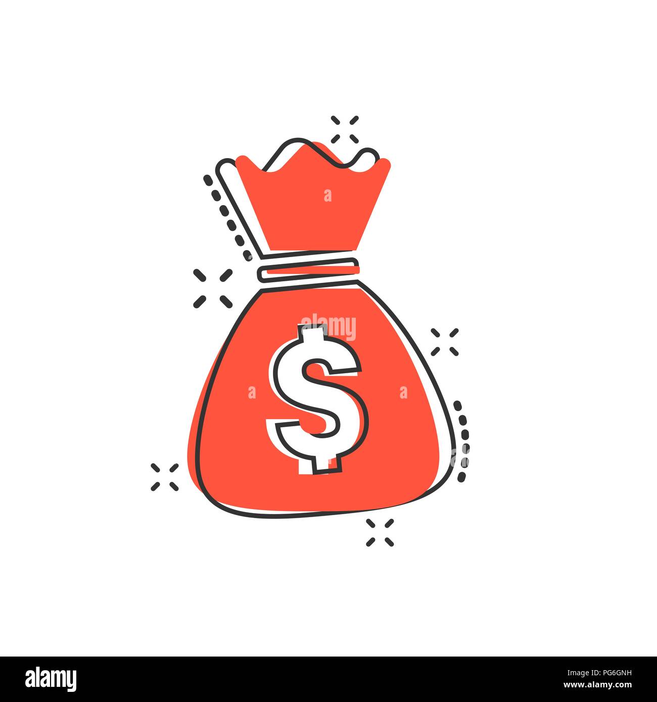 Vektor cartoon Geld beutel Symbol im Comic-stil. Geldbeutel mit Dollar ...