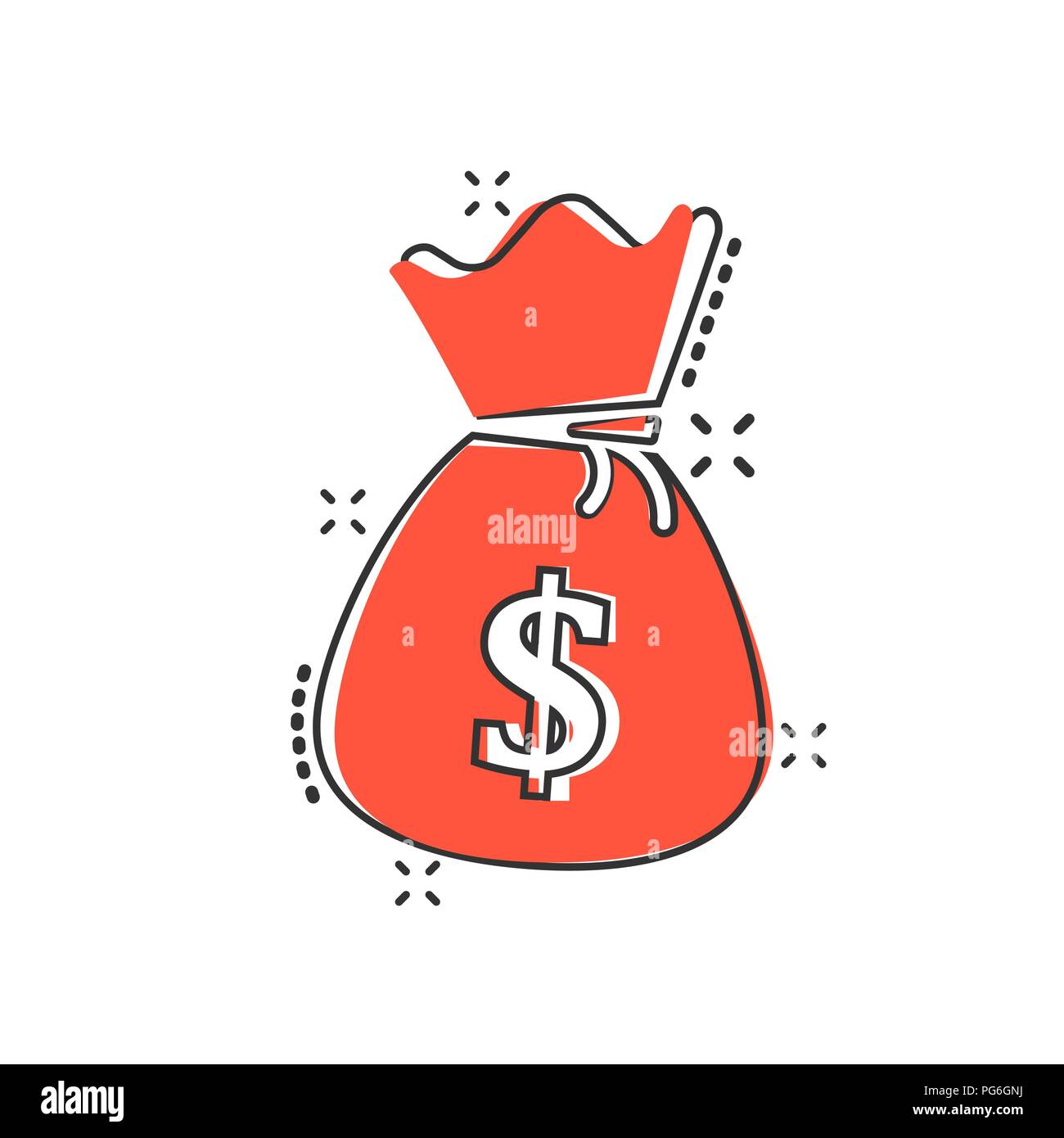 Vektor cartoon Geld beutel Symbol im Comic-stil. Geldbeutel mit Dollar ...