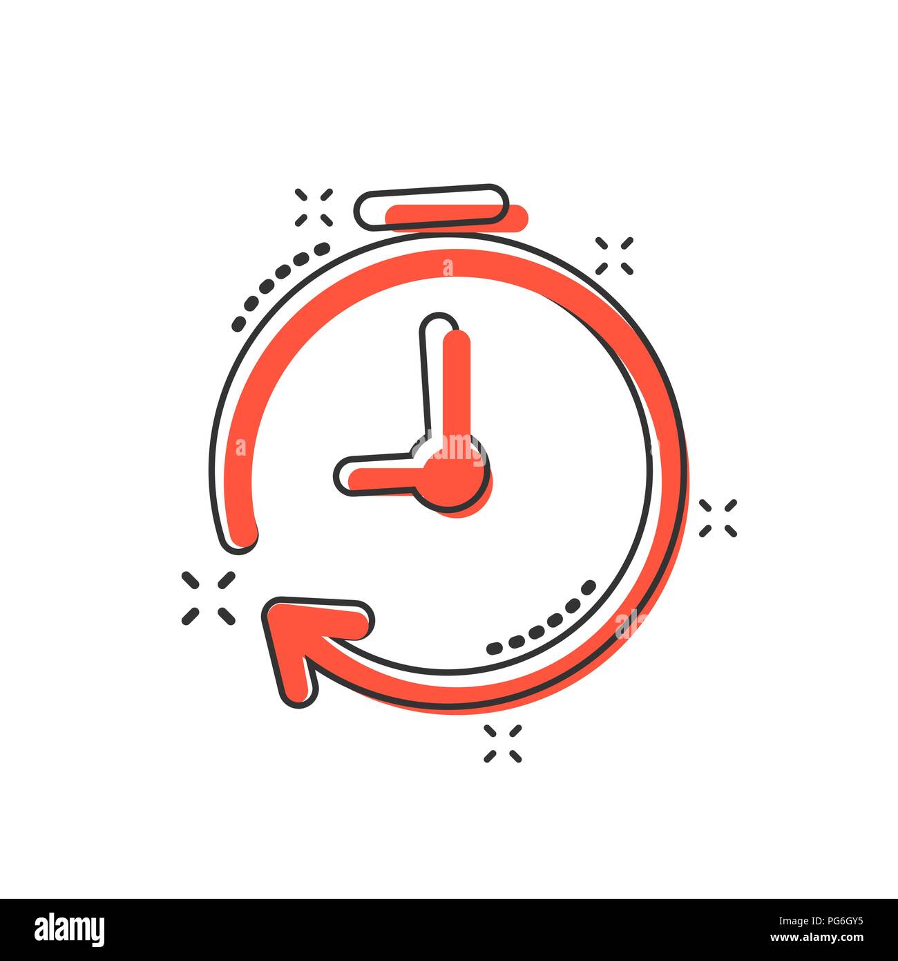 Vektor cartoon Clock timer Symbol im Comic-stil. Uhrzeit Wecker Konzept ...