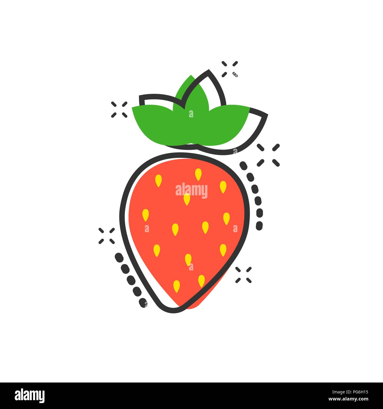 Vektor cartoon Erdbeere Obst Symbol im Comic-stil. Reife Beere zeichen ...
