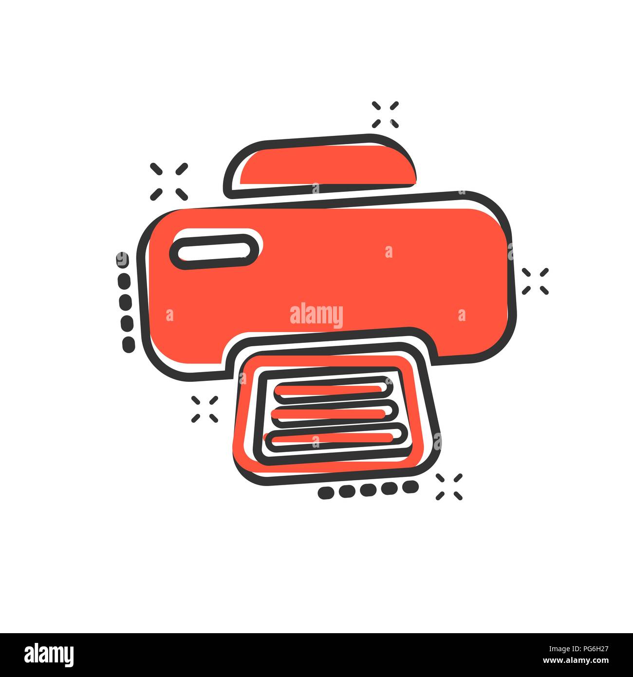 Vektor cartoon Druckersymbol im Comic-stil. Dokument drucken Zeichen ...