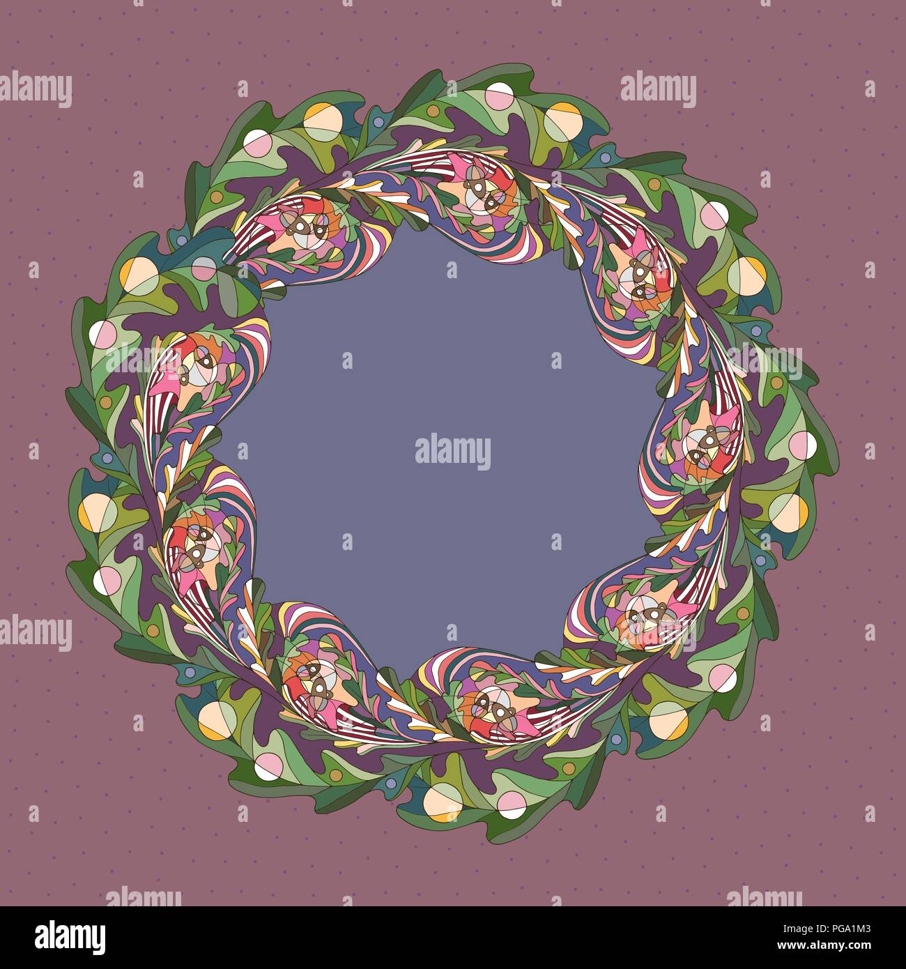 Eichenlaub Umrandung. Florale blatt Banner für Text. Farbenfrohe natur ...