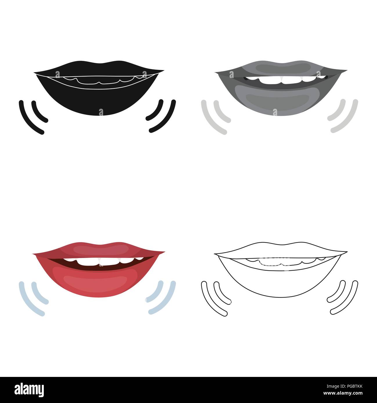 Sprechender Mund Symbol in Cartoon Design auf weißem Hintergrund ...