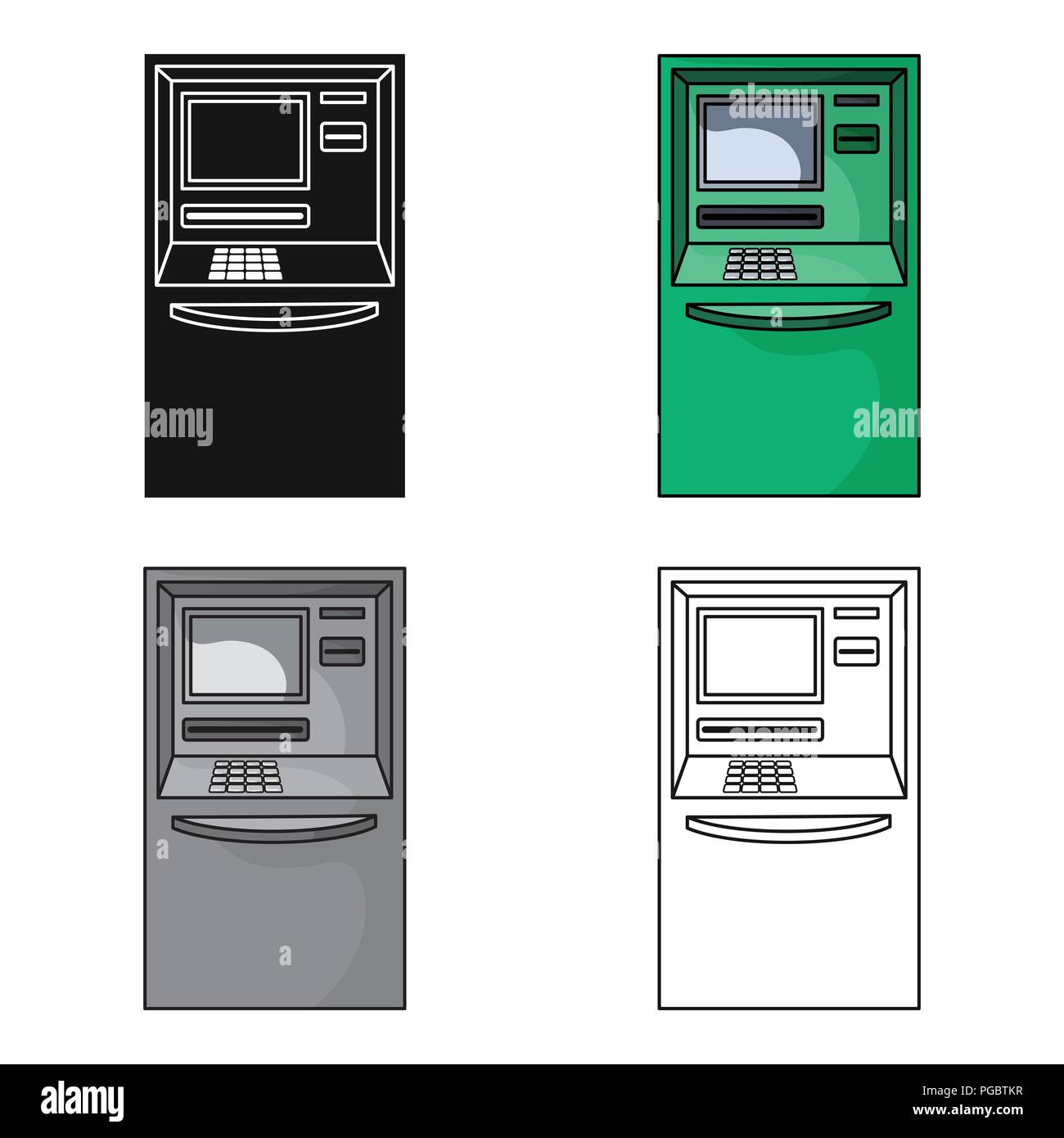 ATM-Symbol im Comic-stil auf weißem Hintergrund. Geld und Finanzen ...