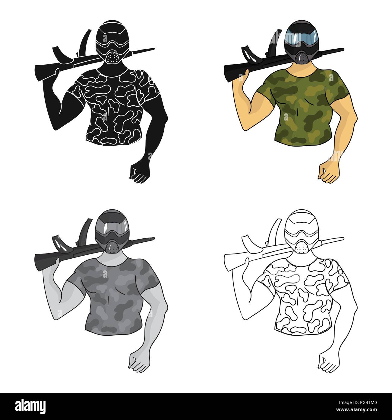 Paintball player Symbol in Cartoon Design auf weißem Hintergrund ...