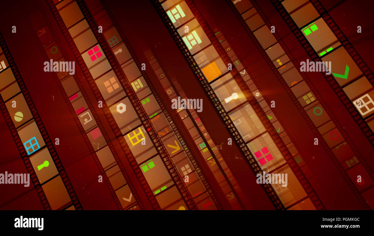 Eine optische Kunst 3d-Abbildung der vier diagonal film Bänder ...