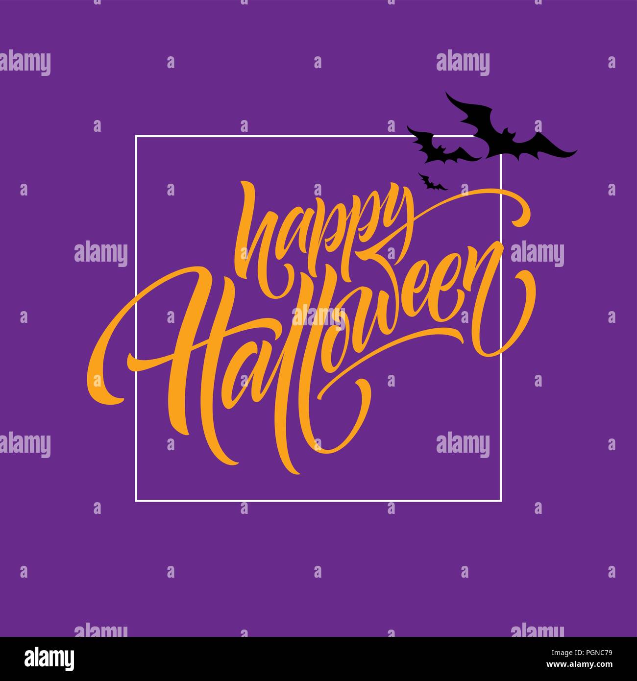 Happy Halloween. Hand gezeichnet kreative Kalligraphie und Pinsel ...