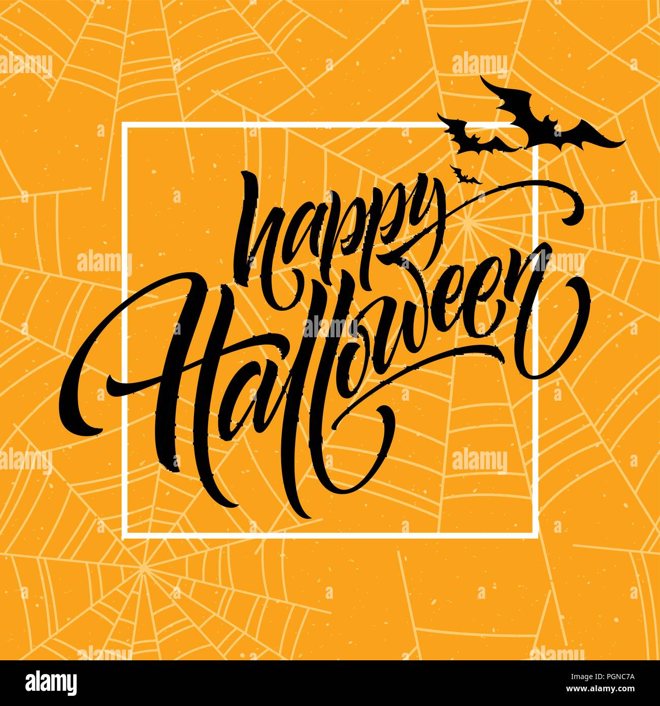 Happy Halloween. Hand gezeichnet kreative Kalligraphie und Pinsel ...
