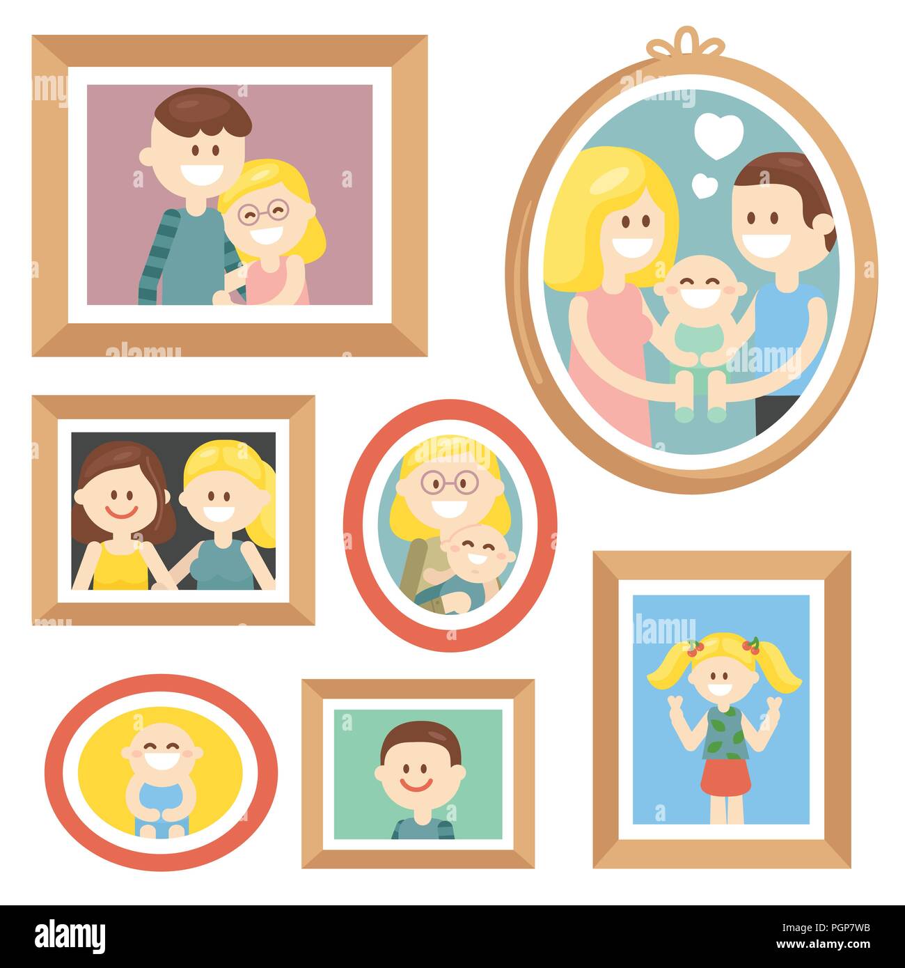 Sammlung von Cartoon Familie Fotos im Rahmen Stock-Vektorgrafik - Alamy