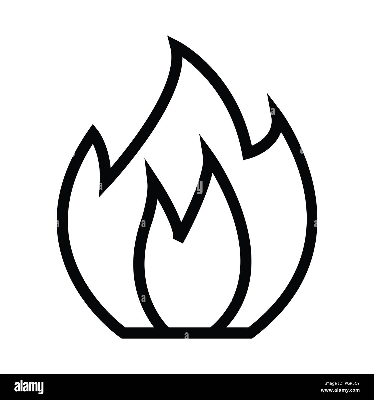 Feuer Symbol mit Kontur Linie Vektor illustration Stockfotografie - Alamy