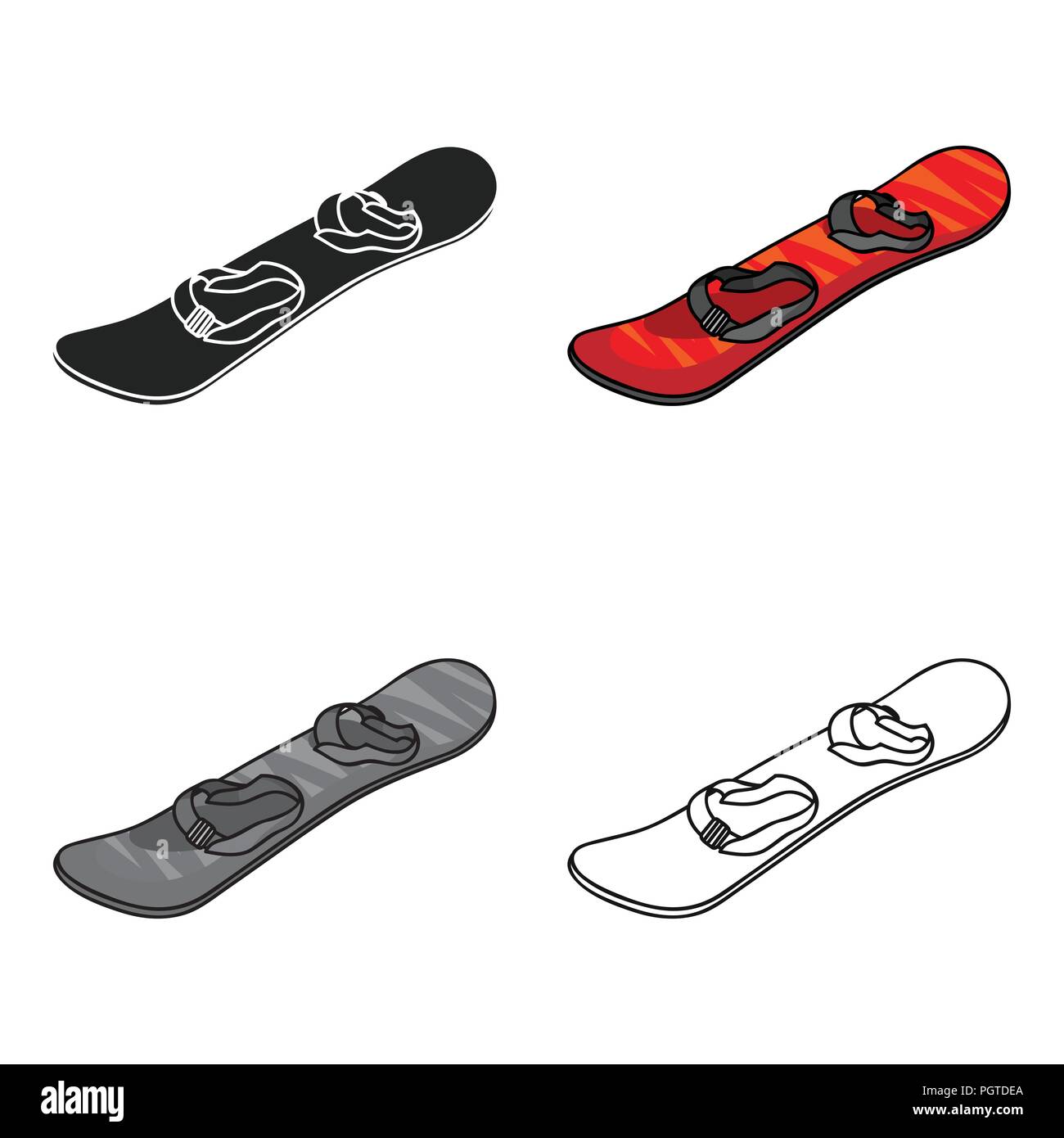 Snowboarden Symbol im Comic-stil auf weißem Hintergrund. Skigebiet ...