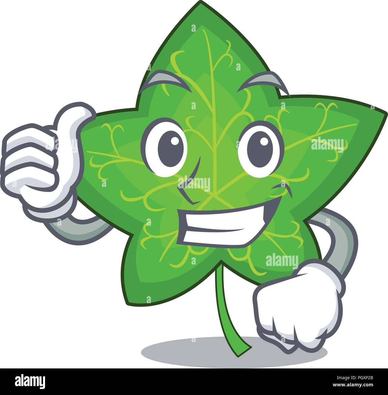 Daumen hoch grün Efeu Blatt auf Charakter cartoon Vector Illustration ...