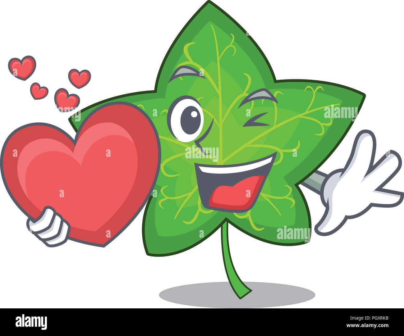 Mit Herz frisch grün Efeu blatt Maskottchen Karikatur Vector ...