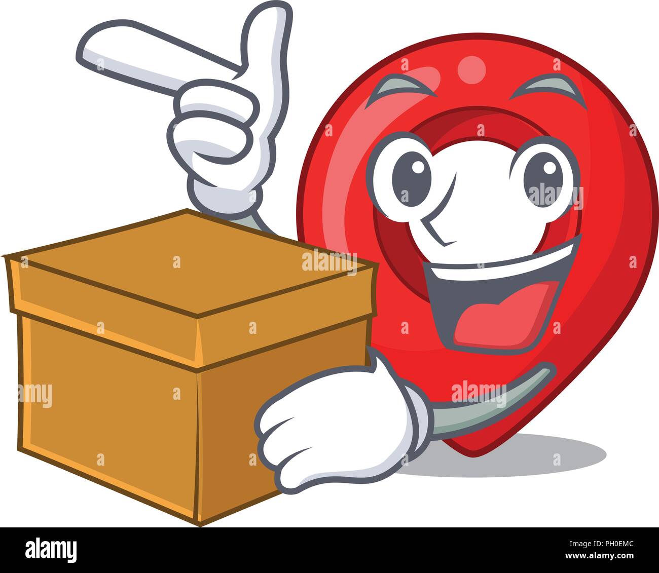 Mit box Navigation Kontakt Lageplan Charakter cartoon Vector ...