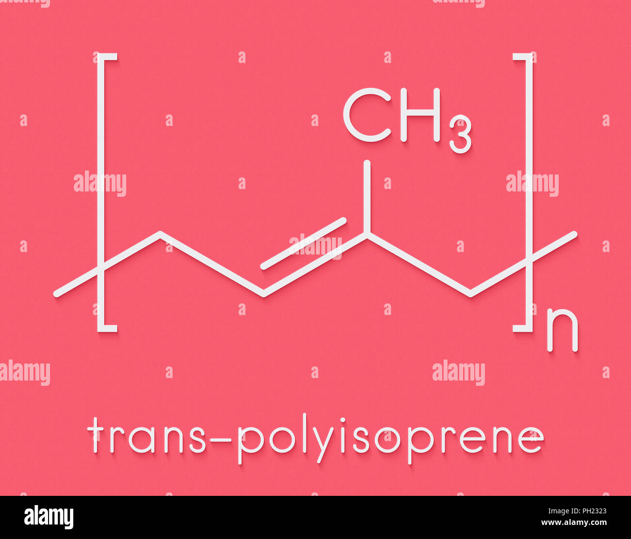 Trans-1,4-polyisopren Polymer, chemische Struktur. Hauptbestandteil der ...