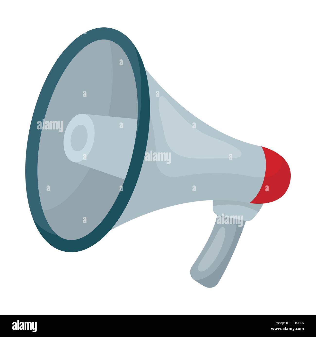 Megafon-symbol im Cartoon Design auf weißem Hintergrund. Polizei symbol ...