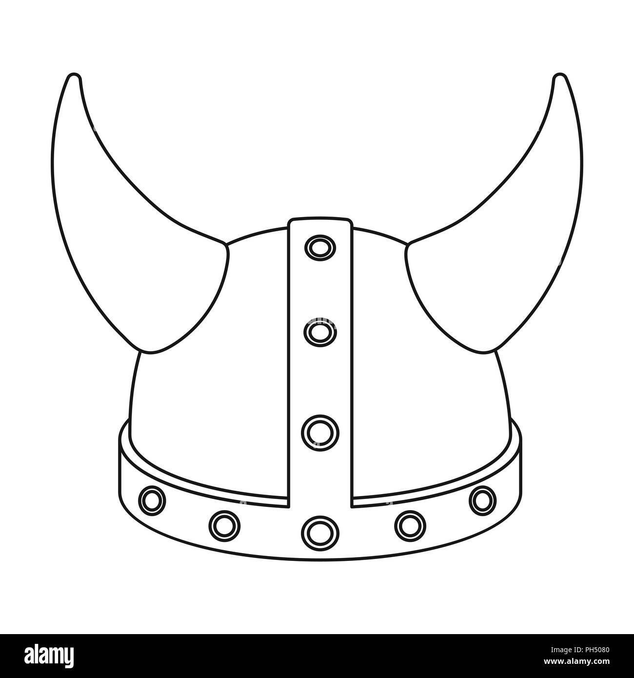 Wikinger Helm Symbol in der gliederungsansicht Stil auf weißem ...