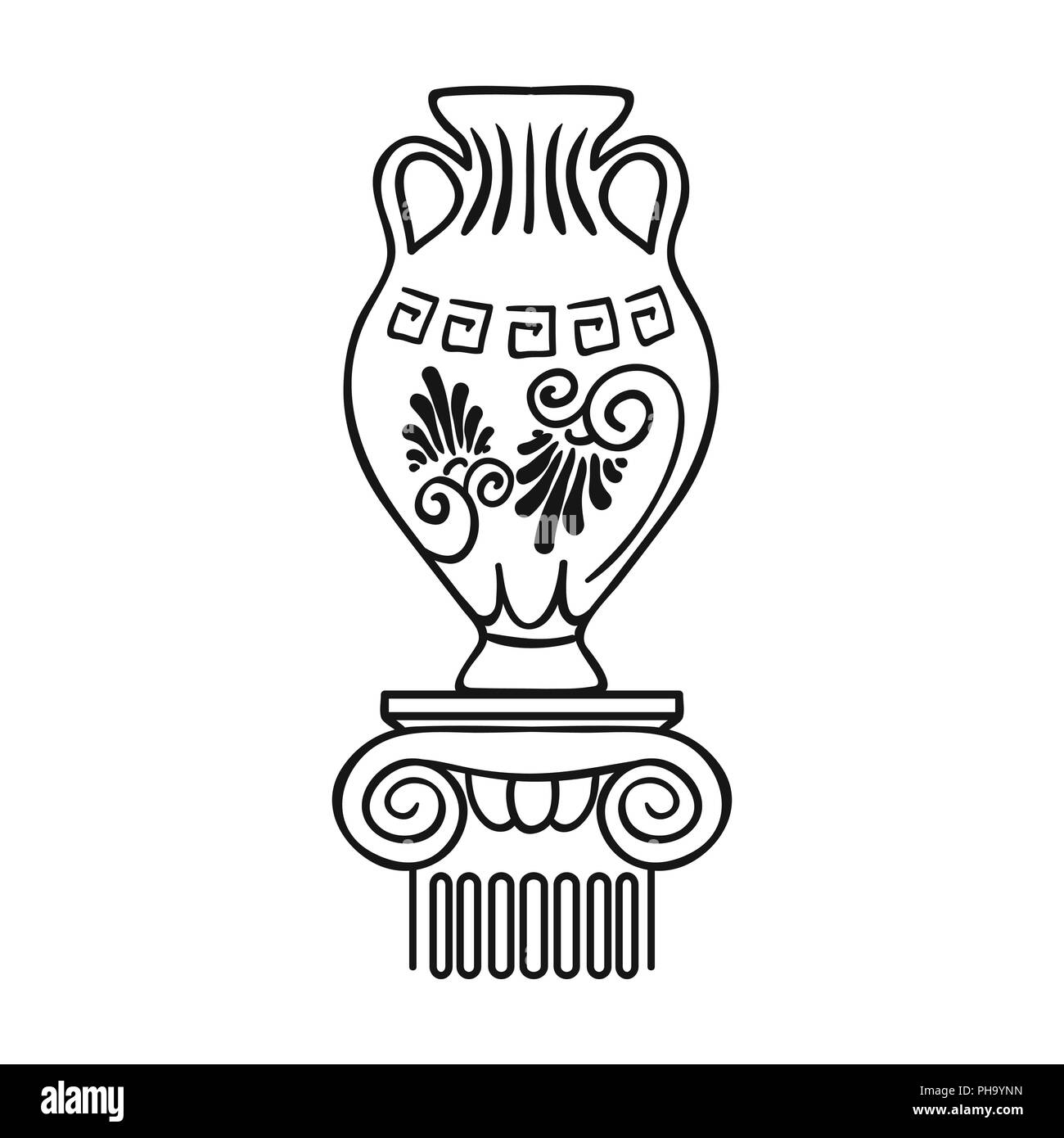 Amphora Symbol in der gliederungsansicht Stil auf weißem Hintergrund ...