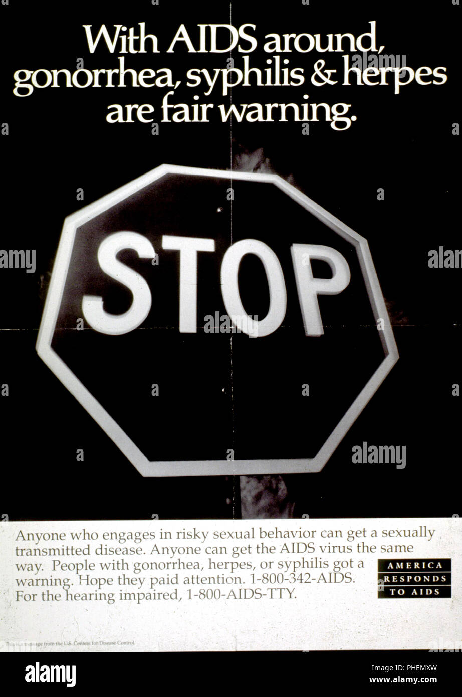 Um mit AIDS, Tripper, Syphilis & Herpes sind Fair Warning POSTER 1980 s ...