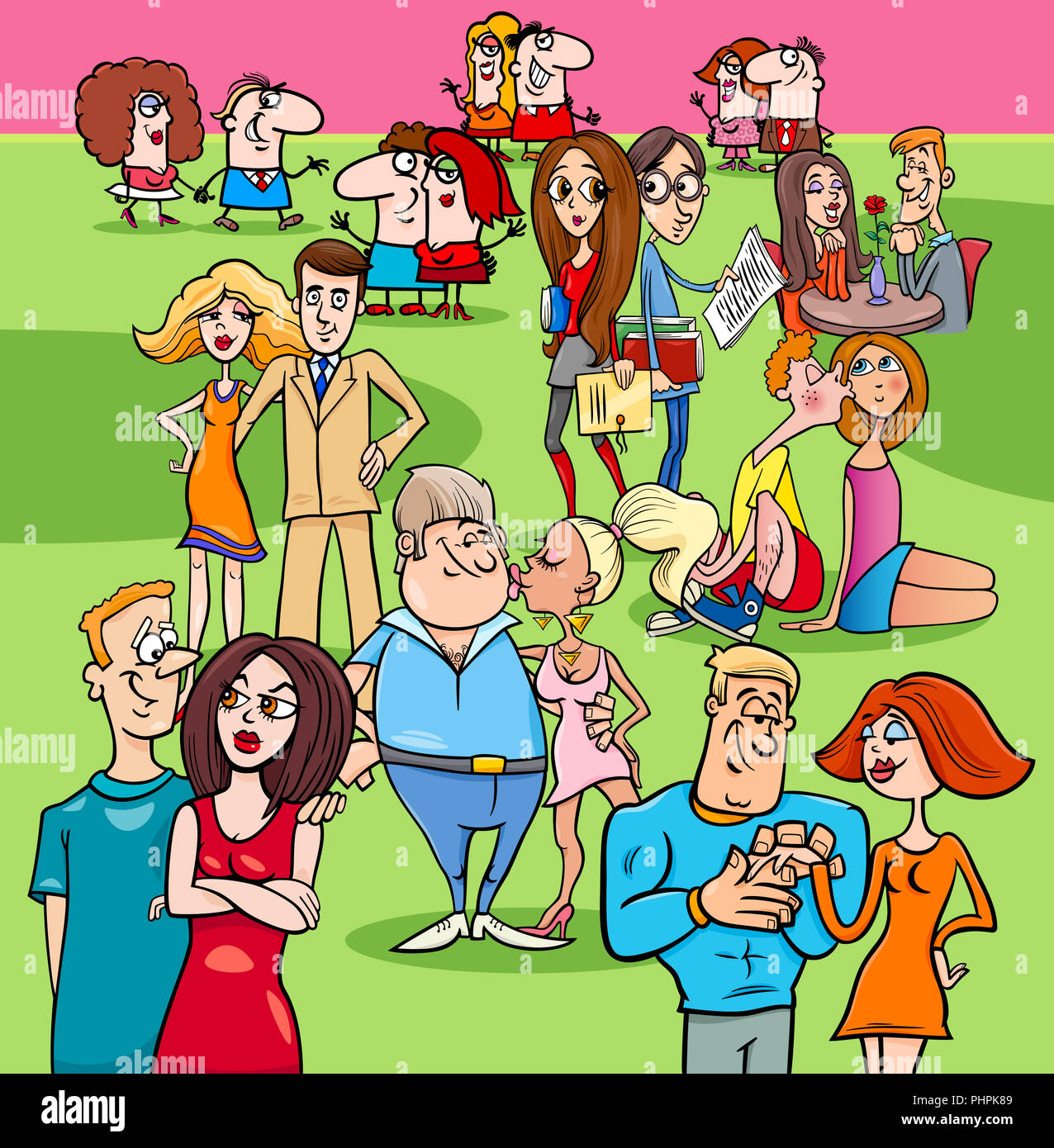 Cartoon illustration pretty woman handsome -Fotos und -Bildmaterial in ...