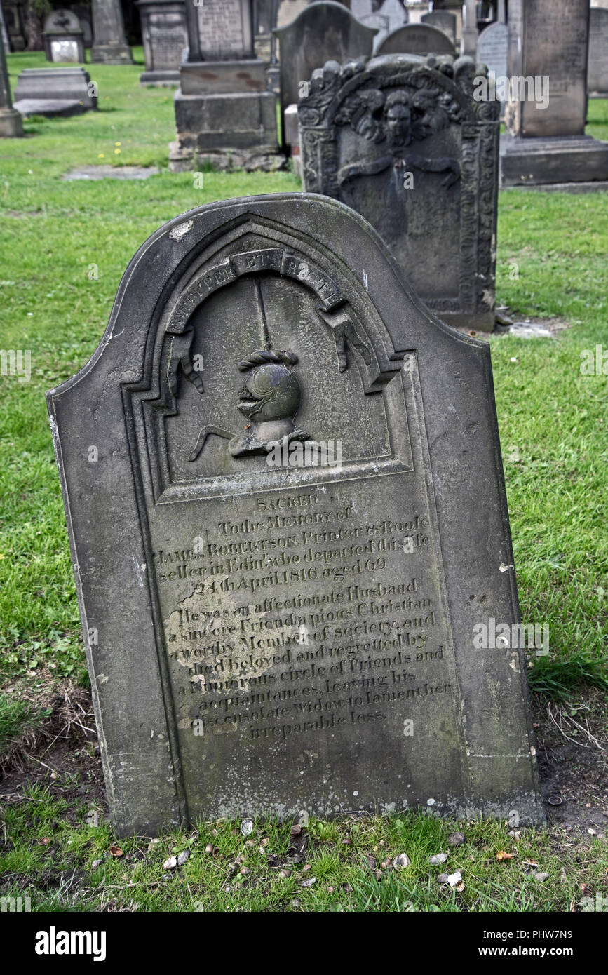 Grabstein im Süden von Leith Pfarrei Kirchhof von James Robertson ... Grabstein im Süden von Leith Pfarrei Kirchhof von James Robertson ...