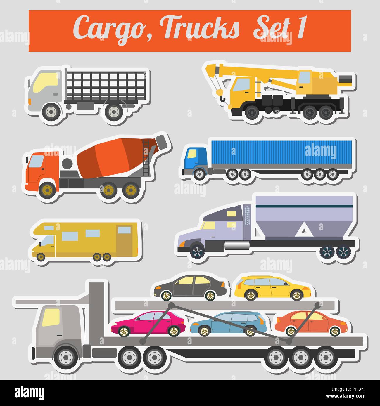 Satz von Elementen Cargo Transport: Lkw, Lkw für die Erstellung Ihrer ...