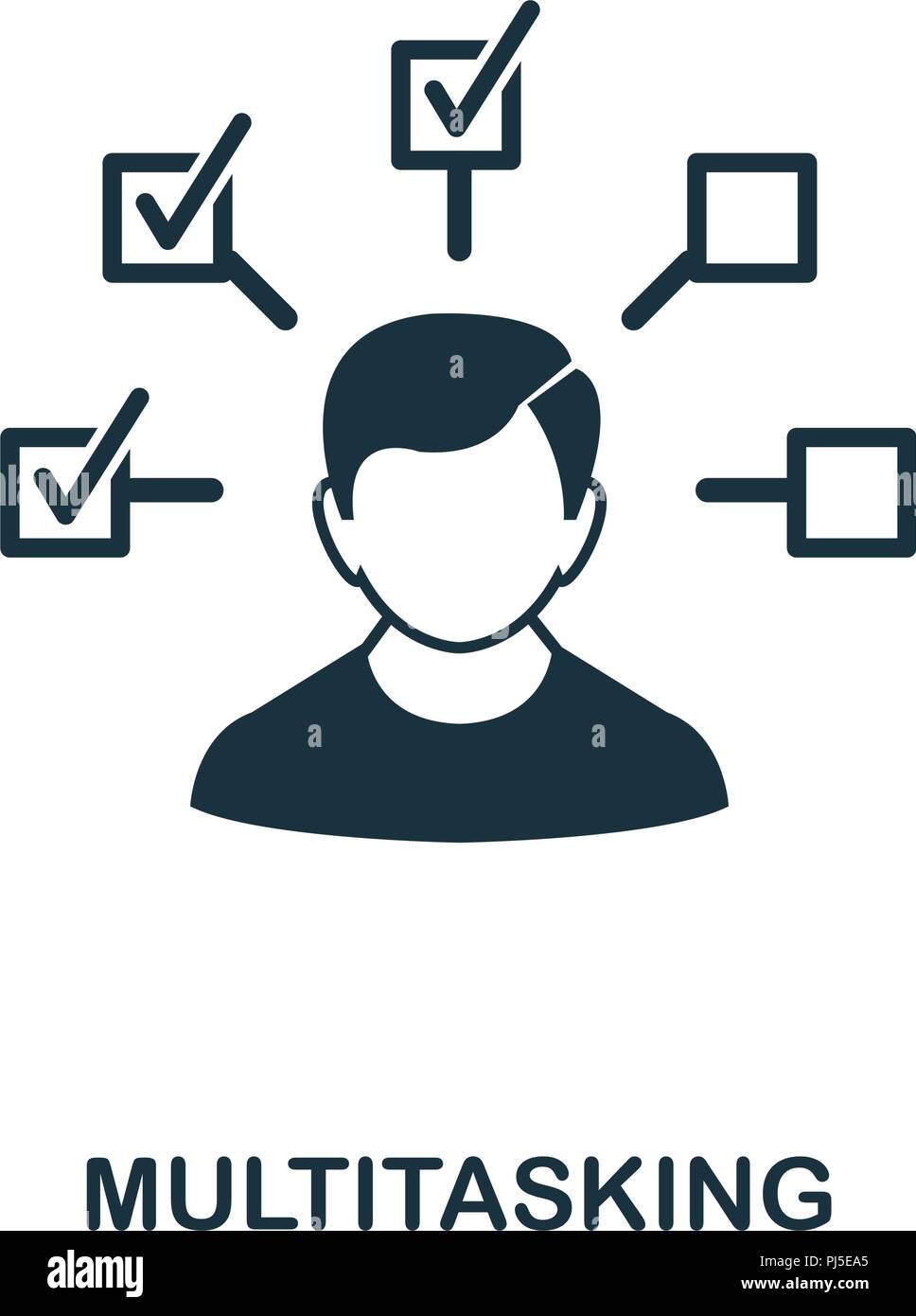 Multitasking-Symbol. Monochrom Design aus der Sammlung. UI. Pixel ...