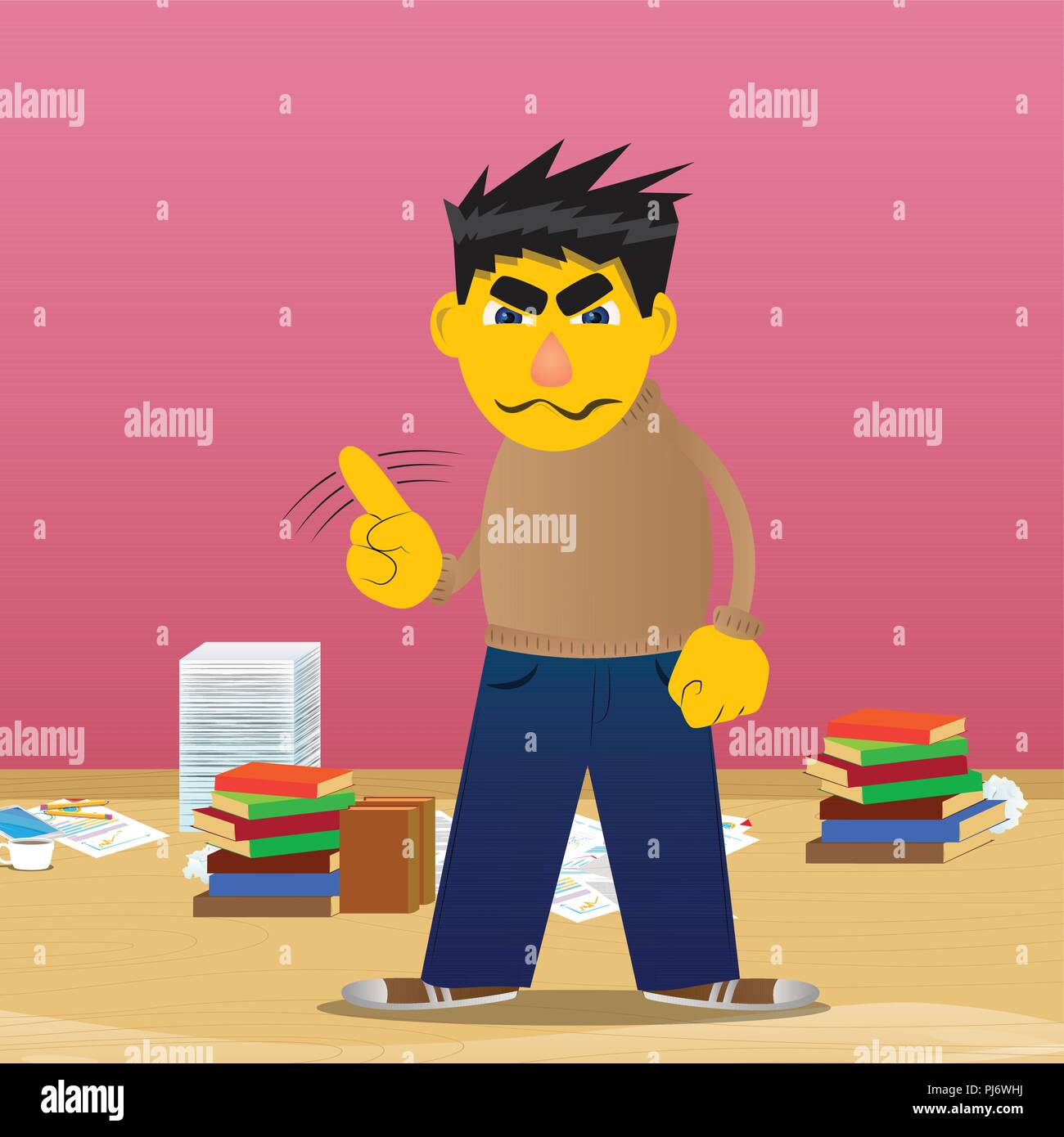 Gelbe Mann nein sagen mit seinem Finger. Vektor Cartoon Illustration ...