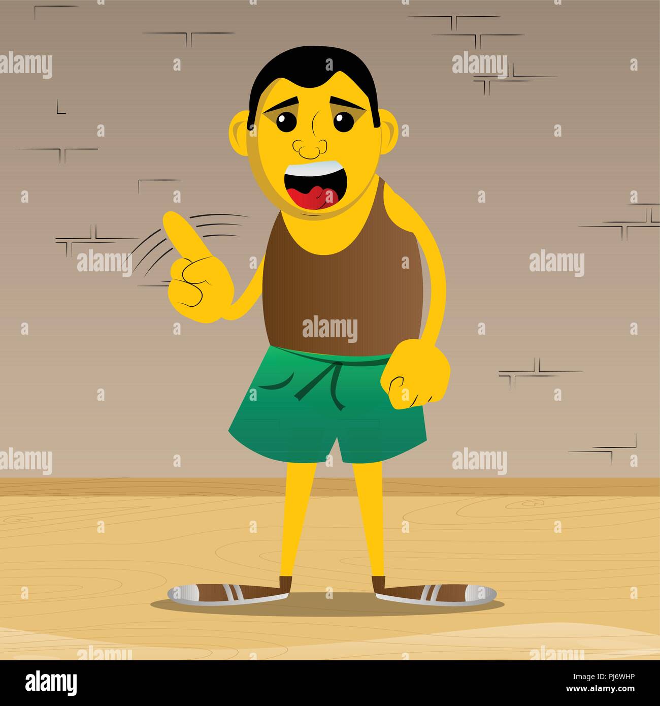 Gelbe Mann nein sagen mit seinem Finger. Vektor Cartoon Illustration ...