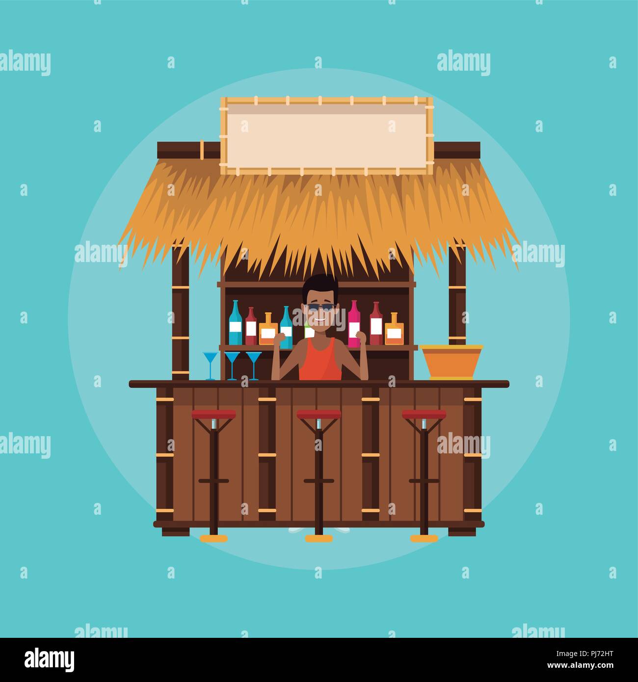 Strand Kiosk Cartoon Stock-Vektorgrafik - Alamy
