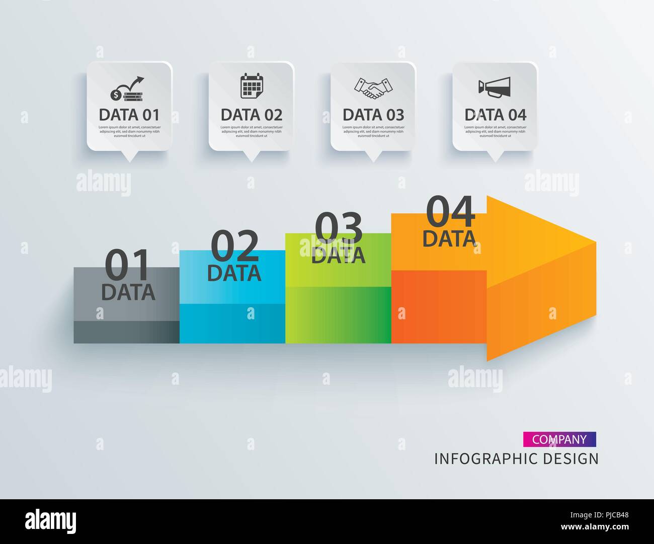 Infografiken Pfeil timeline Schritt mit 4 Daten vorlagen. Vektor ...