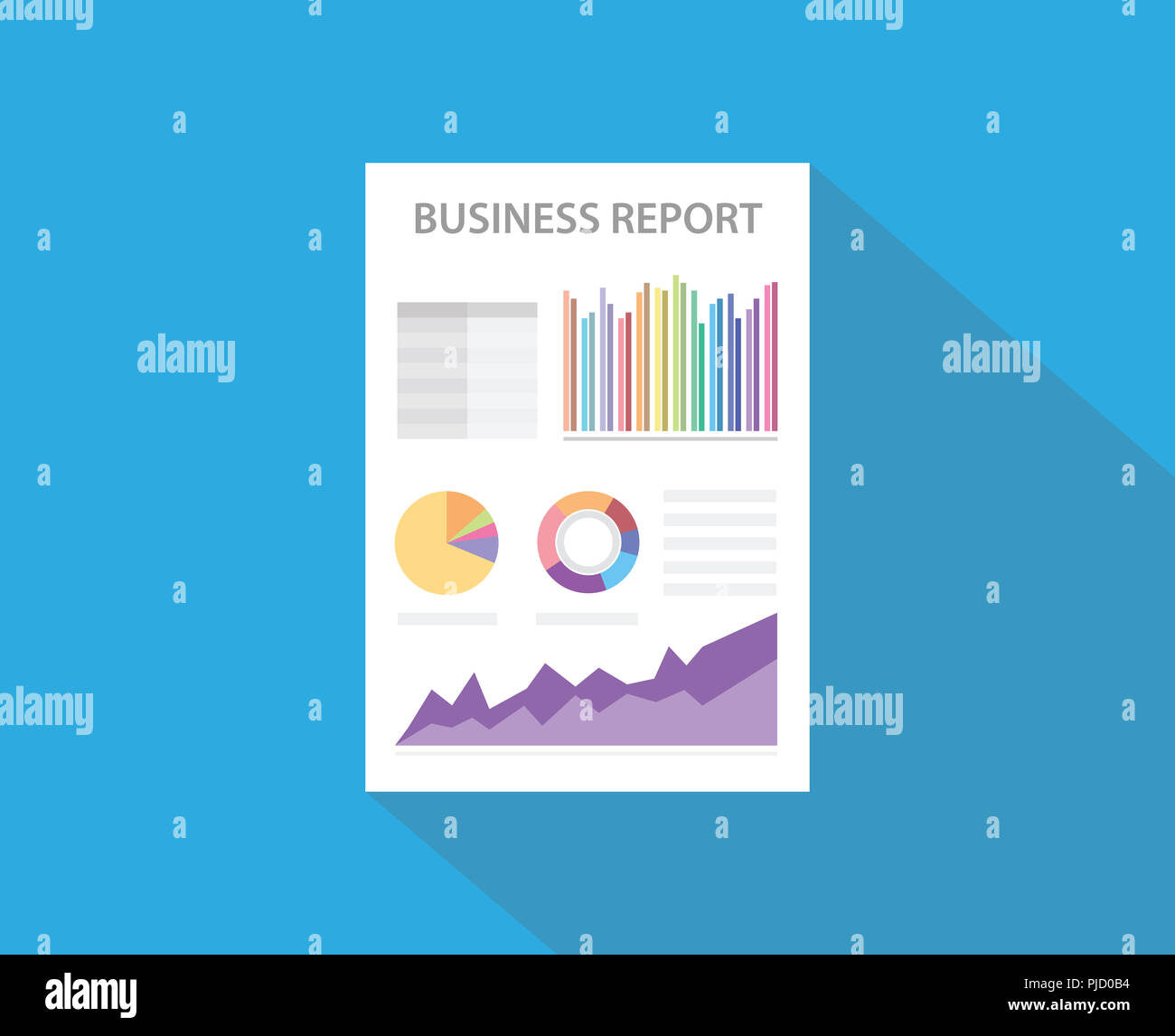 Business Report mit Papier und Grafik und Daten chart Vector Graphic ...