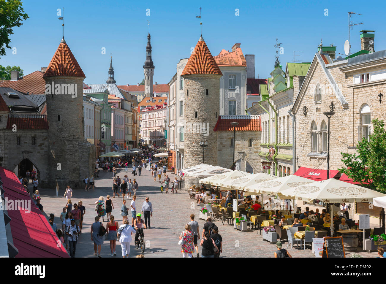 Tallinn Sommer Stadt, Ansicht des Viru Tor in Tallinn - Der östliche ...