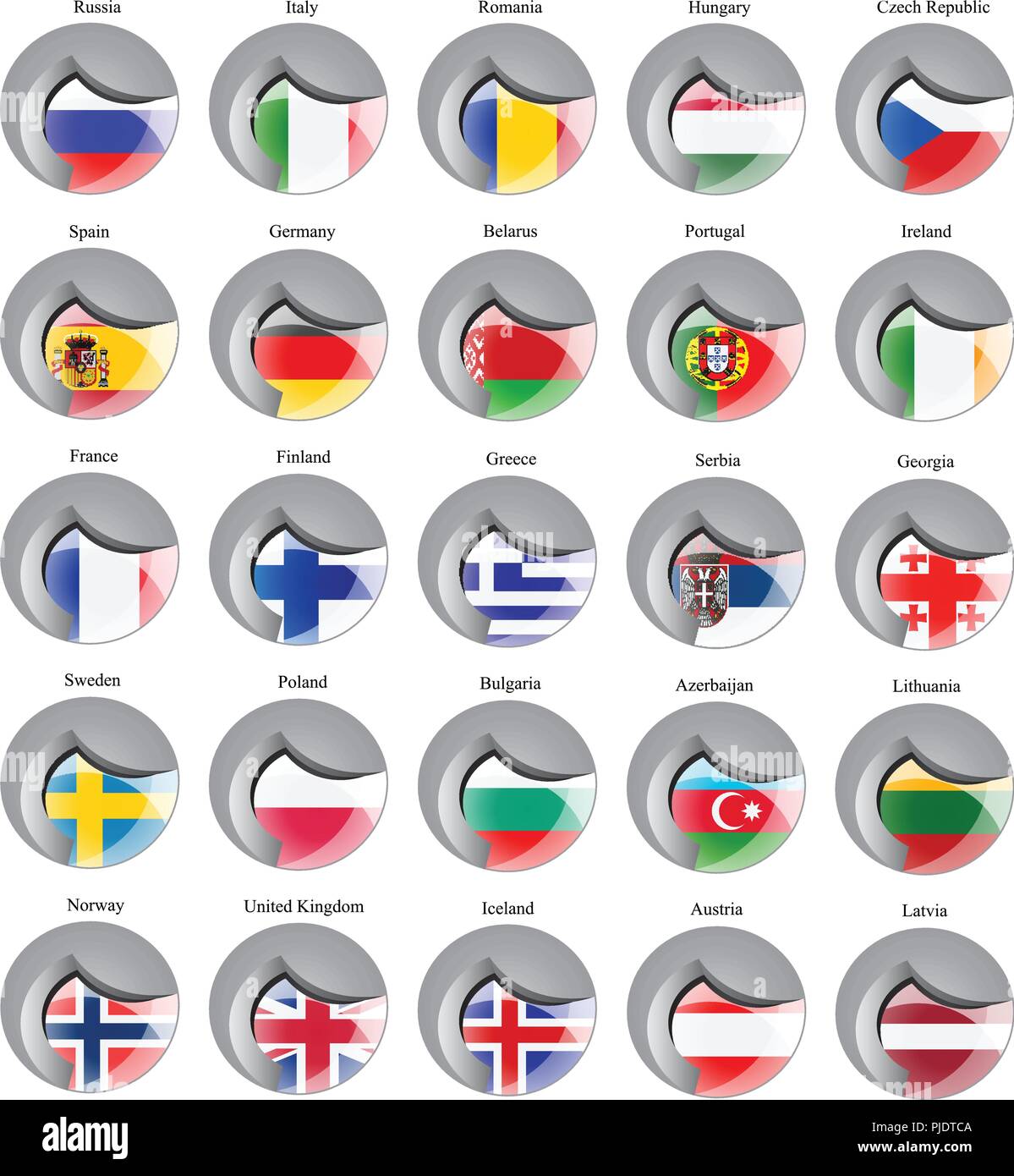 Reihe von Icons. Flaggen von Europa Stock-Vektorgrafik - Alamy