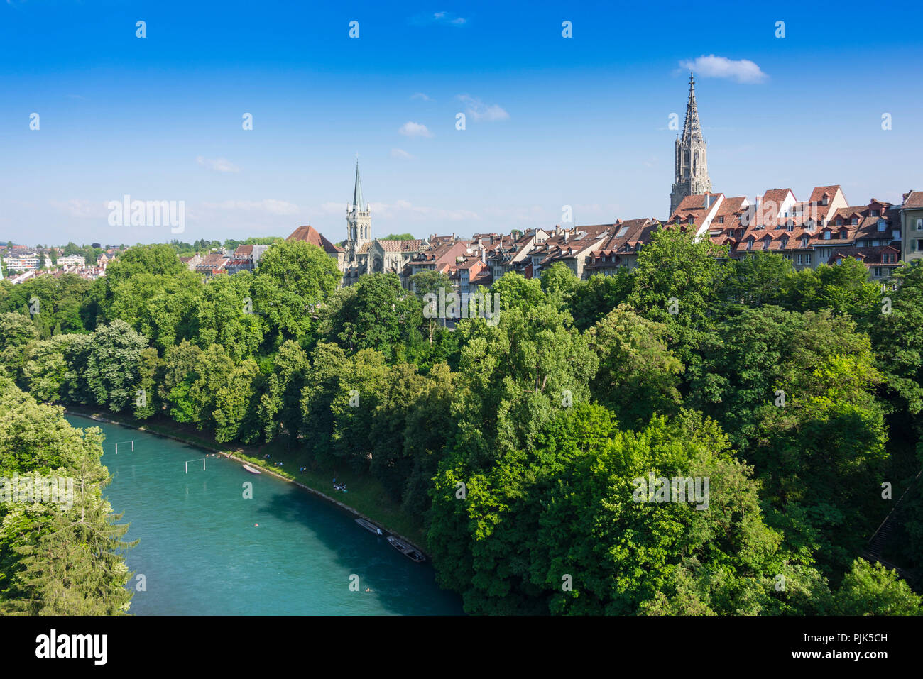 Blick auf die Berner Altstadt mit Schlaufe der Aare, Bern, Kanton Bern ...