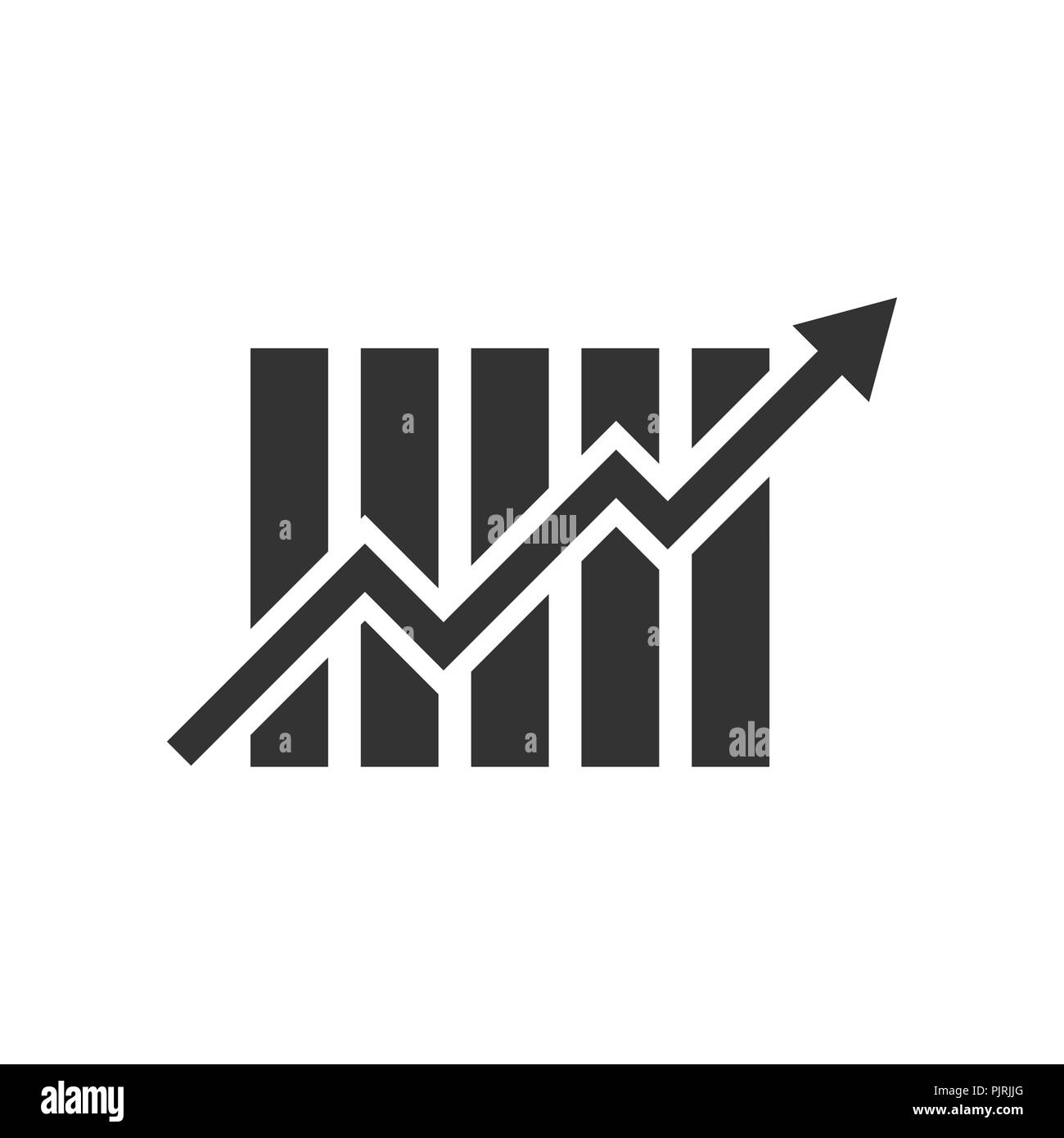 Wachsende Balkendiagramm Symbol im flachen Stil. Erhöhen Pfeil Vector Illustration auf weißem ...