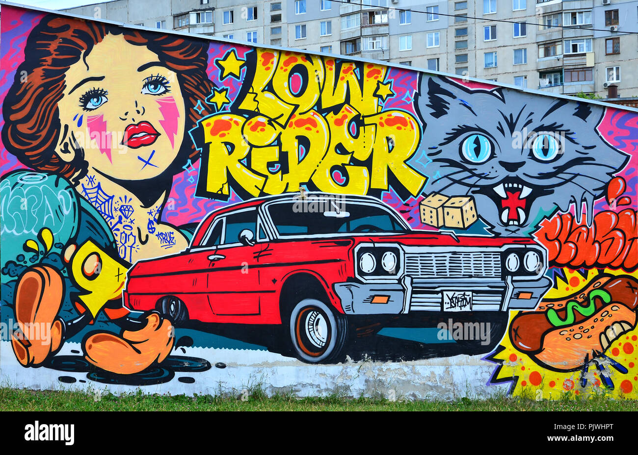 Ein detailliertes Bild von Graffiti Zeichnung. Konzeptionelle street ...