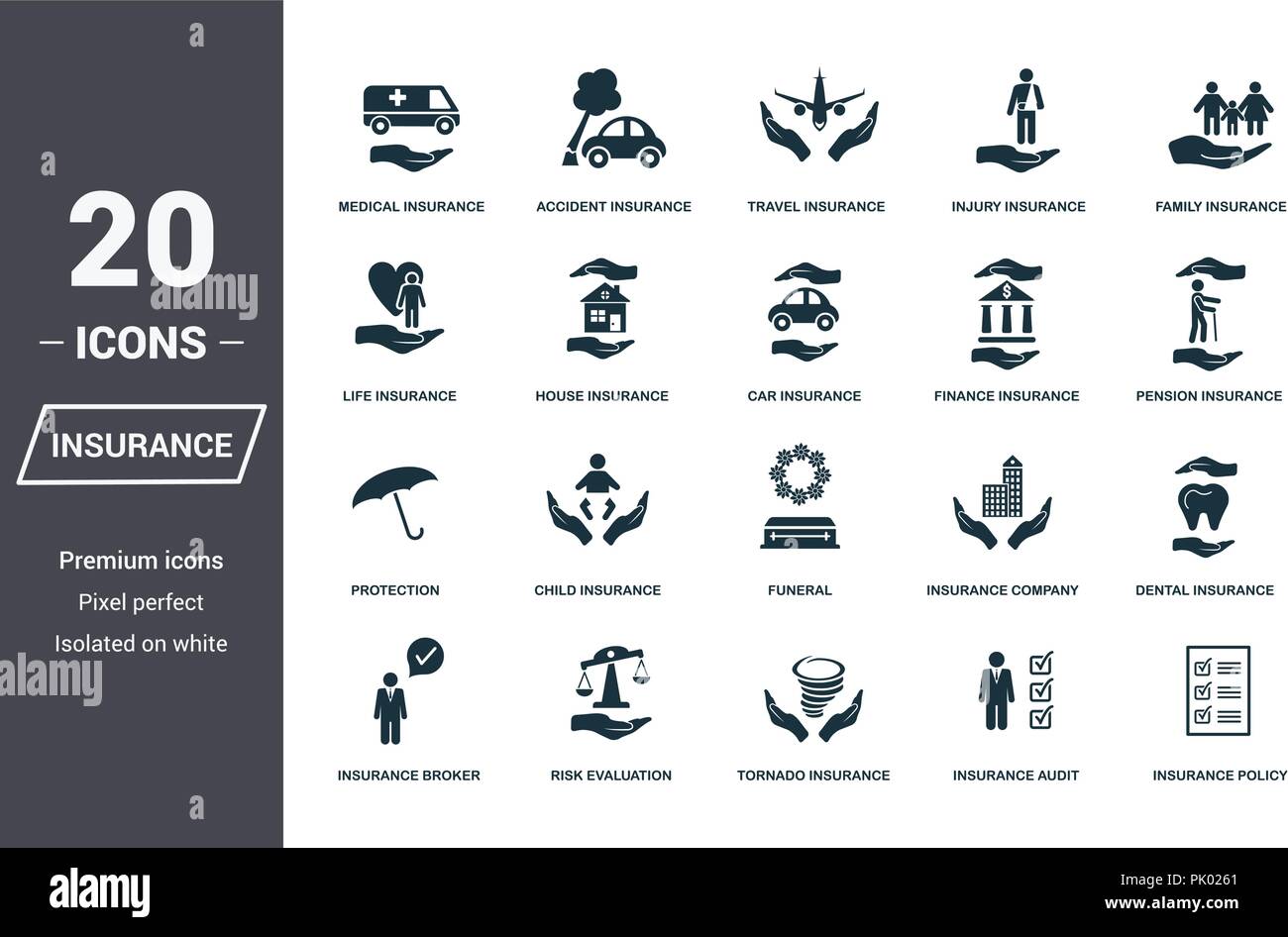 Versicherung Symbole gesetzt. Premium Qualität symbol Collection ...