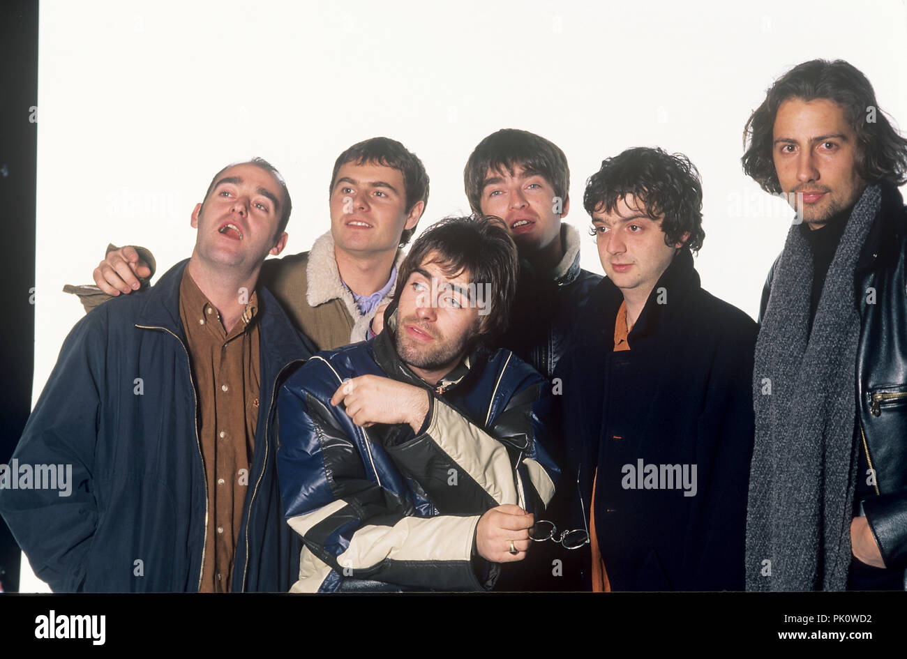 Oasis (L-R): Paul "Bonehead" Arthurs, Alan White, Liam Gallagher, Noel ...