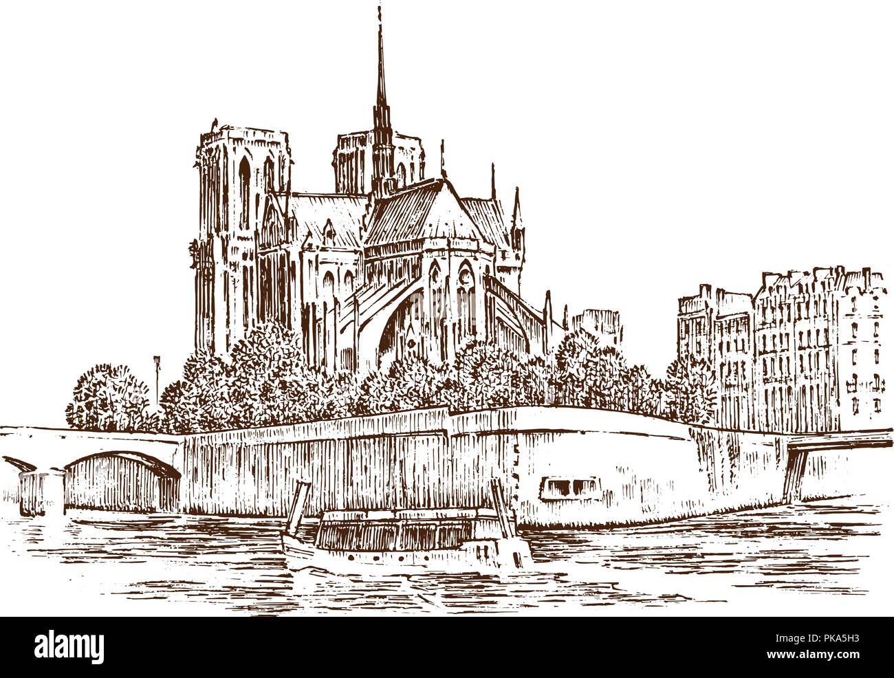 Historische Architektur mit Gebäuden, Perspektive betrachten. Vintage ...